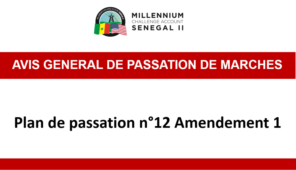 PLAN DE PASSANTION n°12 AMENDEMENT 1 - MCA SENEGAL II
