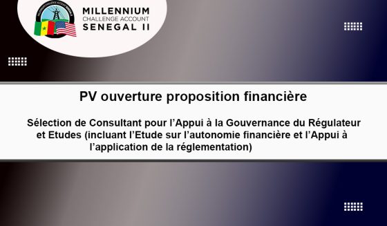 PV d’ouverture de plis - MCA SENEGAL II