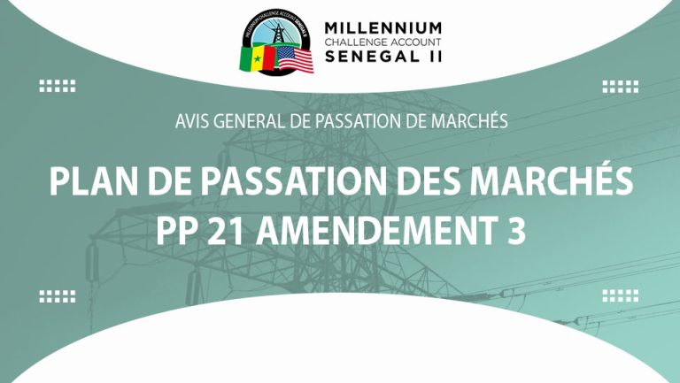 Avis Général de Passation de Marchés : Plan de Passation des Marchés PP 21 Amendement 3 - MCA ...